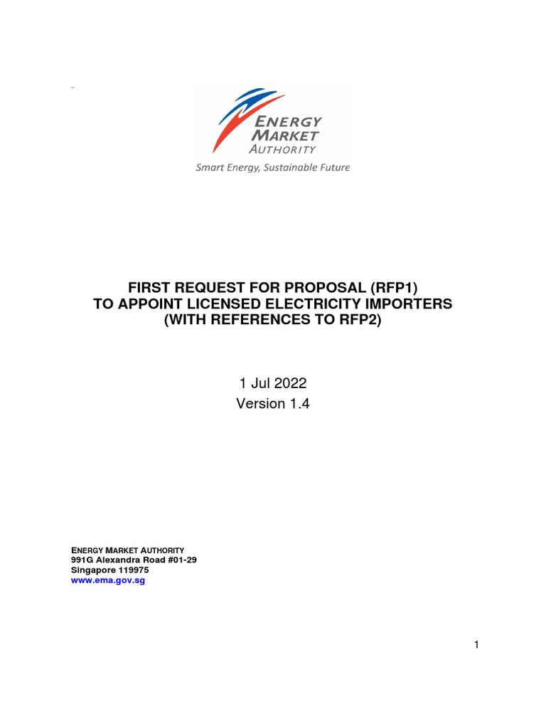 RFP1 Electricity Imports v1.4 1jul2022 | PDF | Contract For Difference ...