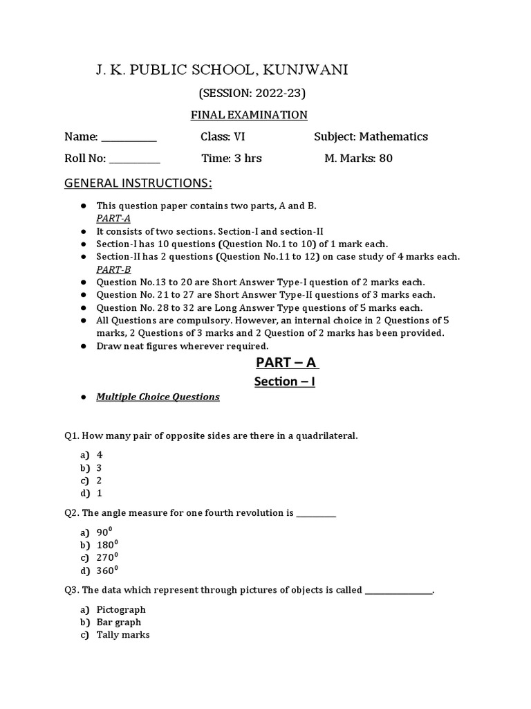 Class 6th | PDF | Area | Mathematics