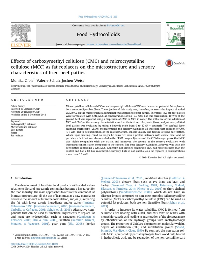 Effects of Carboxymethyl Cellulose (CMC) and Microcrystalline .... Beef ...