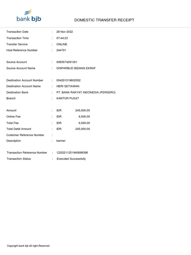 Domestic Transfer Receipt | PDF