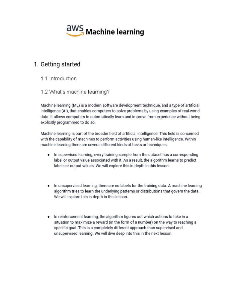 AWS Machine Learning Fundamentals | PDF AWS Machine Learning Fundamentals | PDF