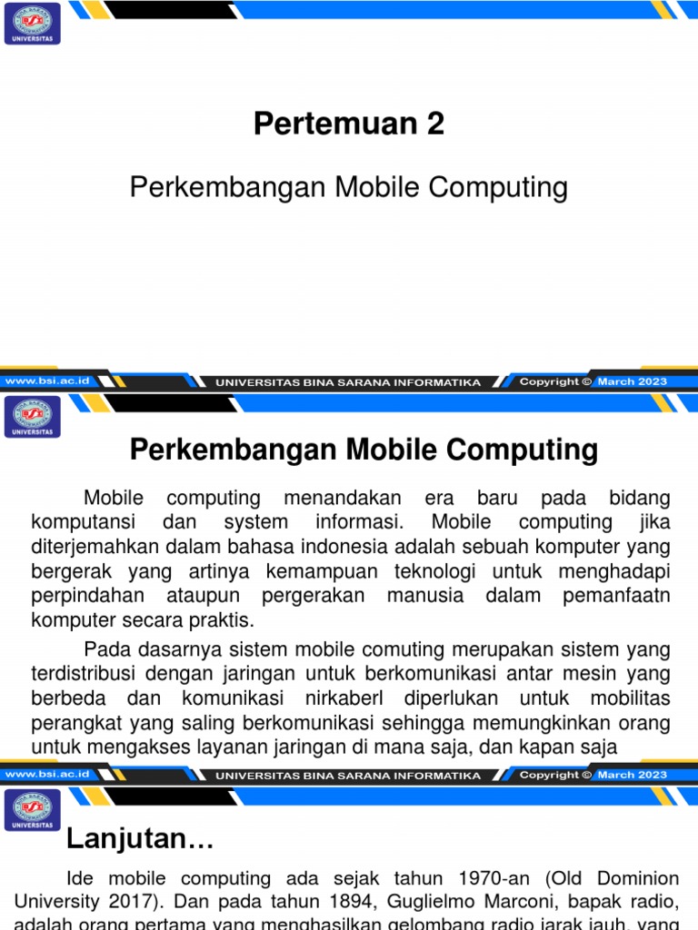 Pertemuan 2: Perkembangan Mobile Computing | PDF | Game & Aktivitas | Komputer