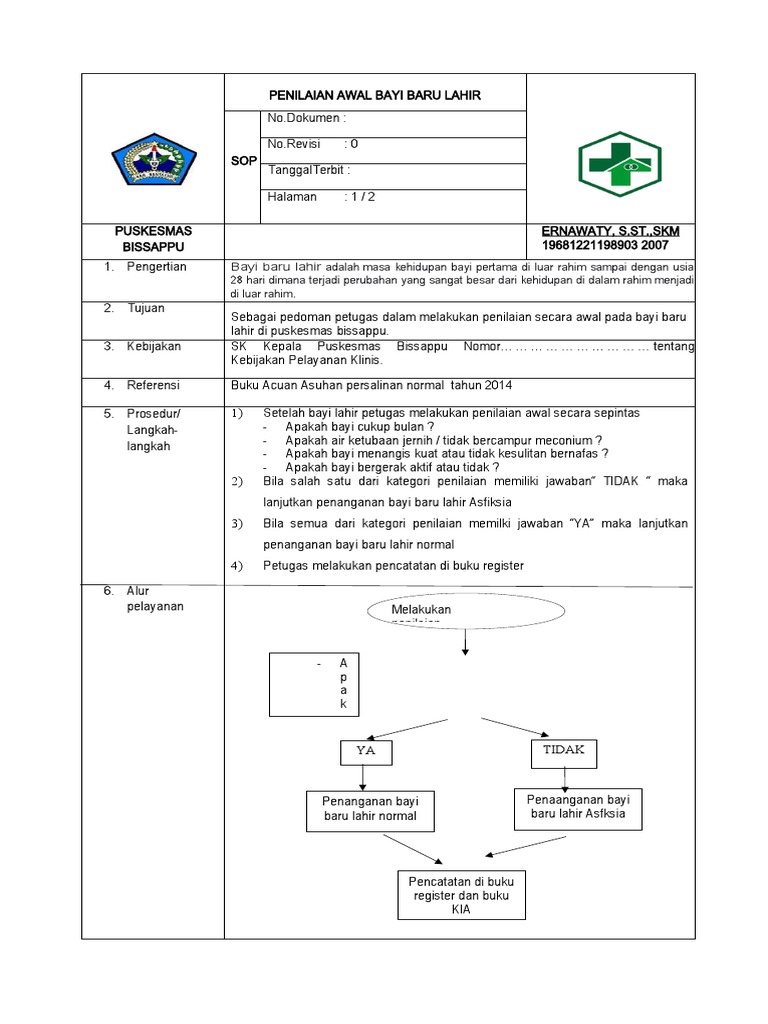 Ayu - SOP Penilaian Awal BBL | PDF