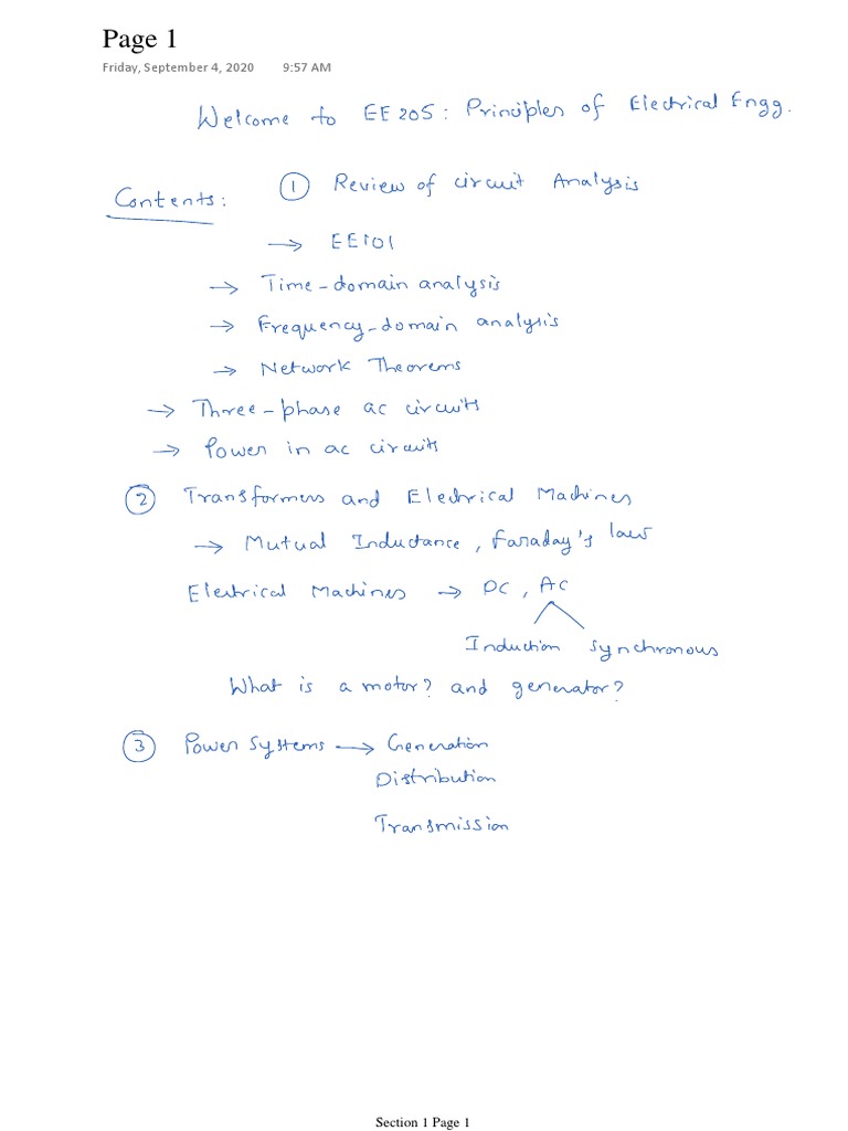 EE205 Lecture - Section 1 | PDF