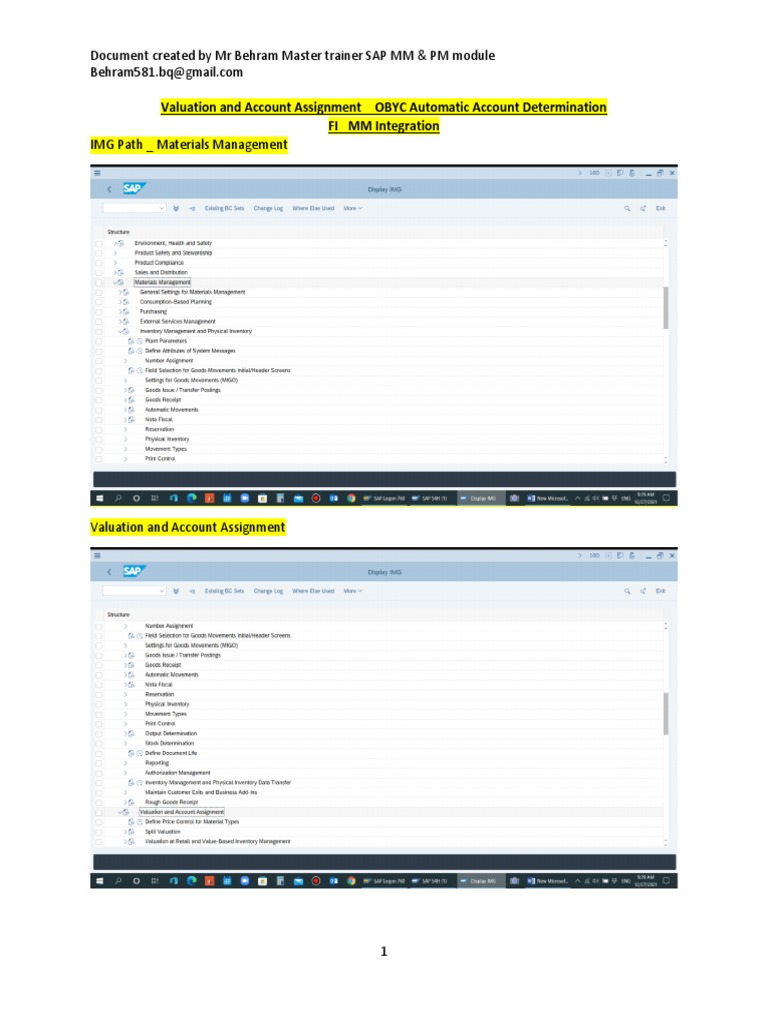 Valuation and Account Assignment - OBYC Automatic Account Determination ...