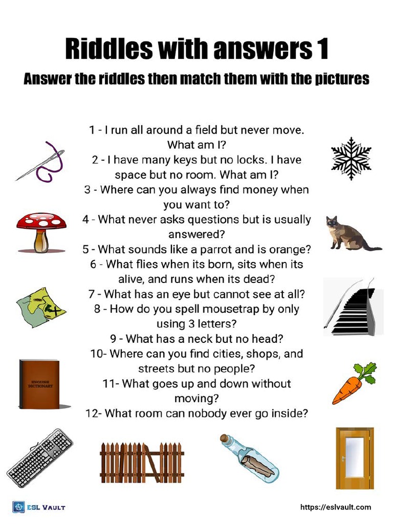 Free Printable Riddles With Answers Worksheet 1 | PDF