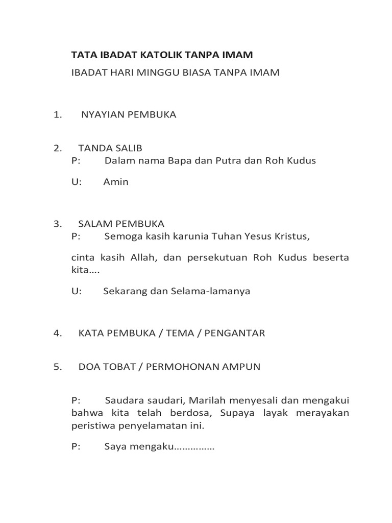 Tata Ibadat Katolik Tanpa Imam | PDF