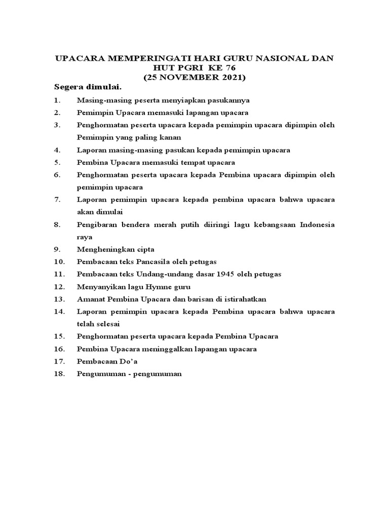 Upacara Hut Pgri 2021 | PDF