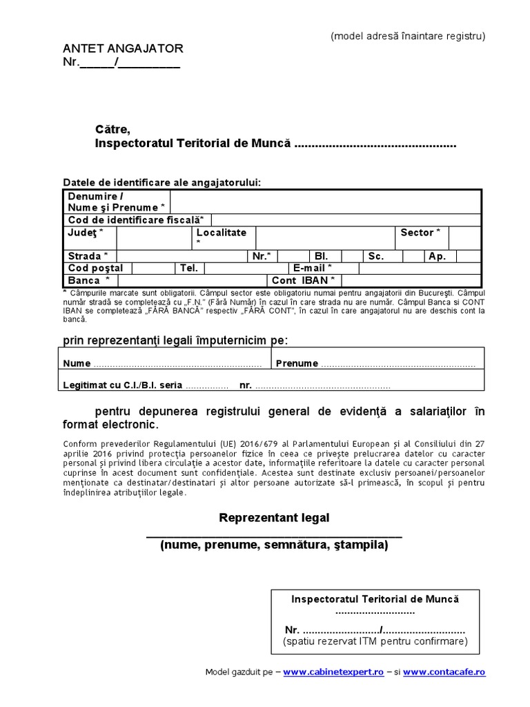 Model Adresa Inaintare Registru1 | PDF
