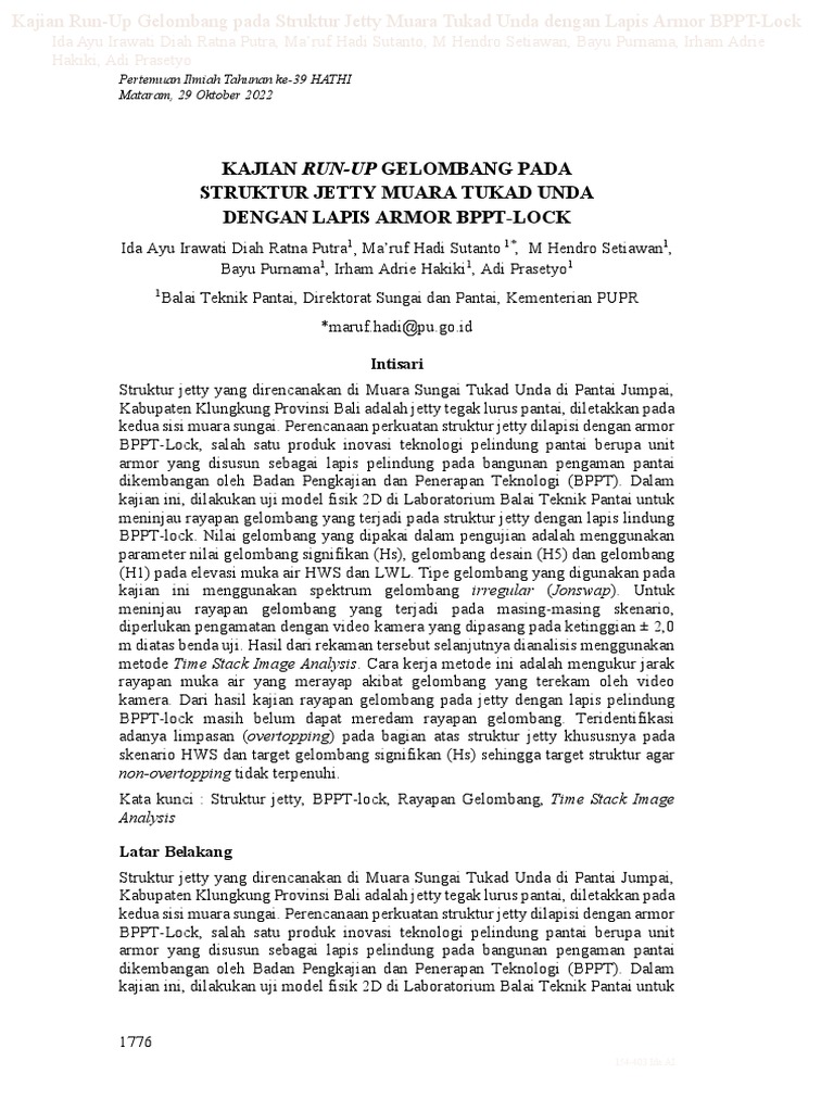 Kajian Rayapan Gelombang Jetty BPPT-Lock | PDF