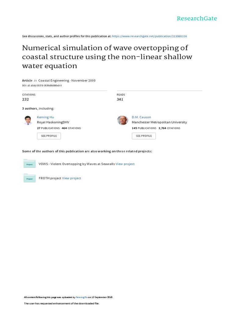 Numerical Simulation of Wave Overtopping - KemingHu | PDF