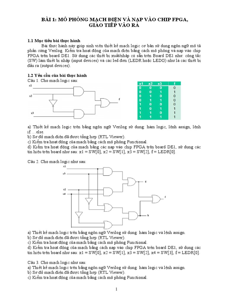 Thuc Hanh - Thiet - Ke - VI - Mach - Bai1 | PDF