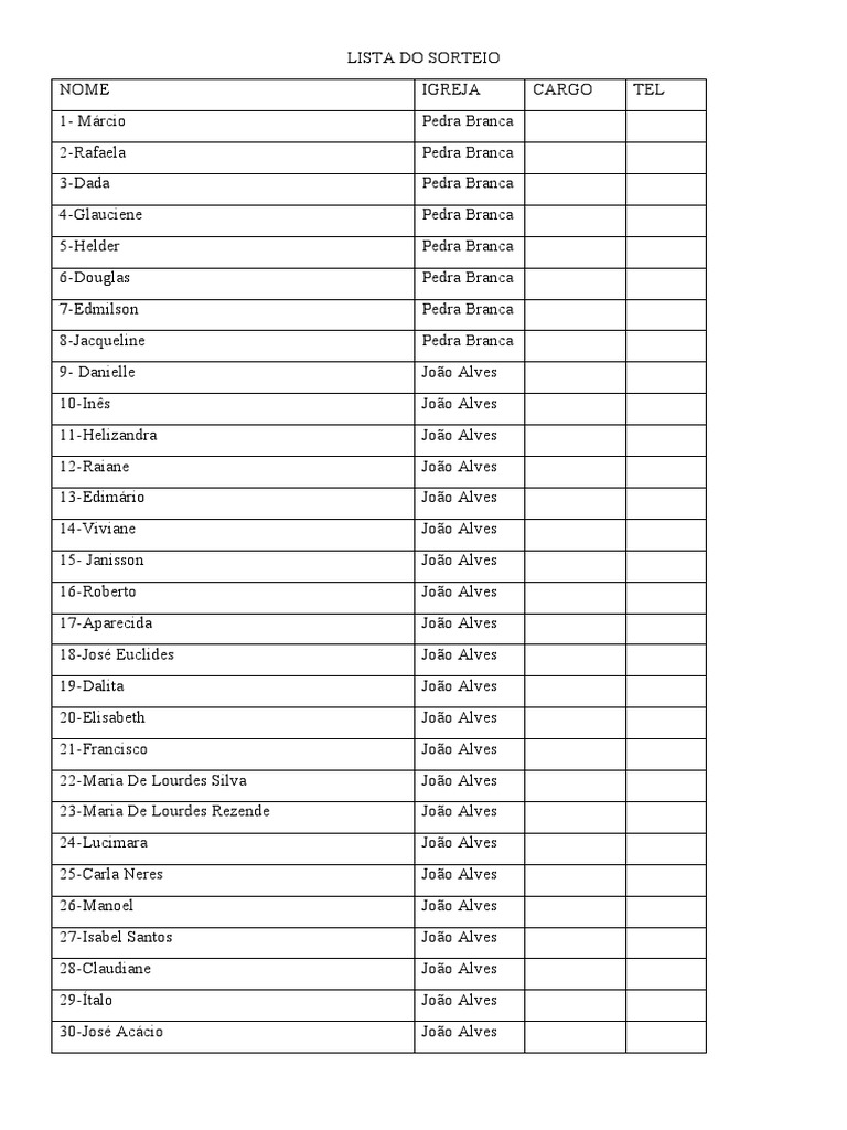 Lista Do Sorteio | PDF
