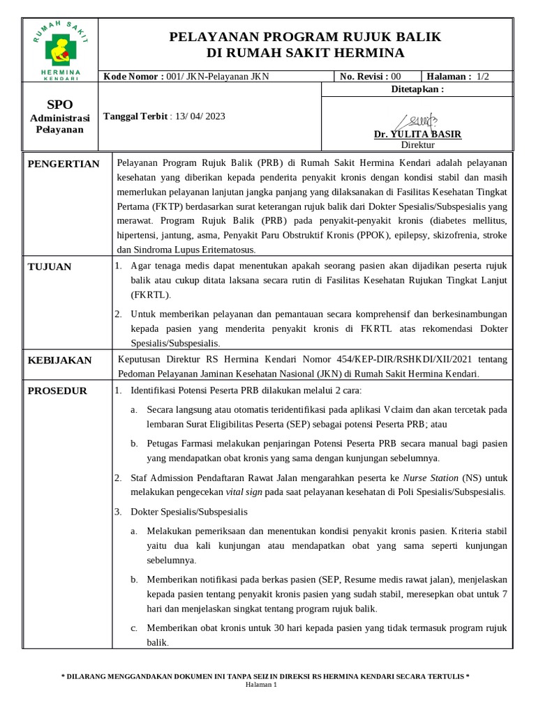 Pelayanan Program Rujuk Balik Pdf