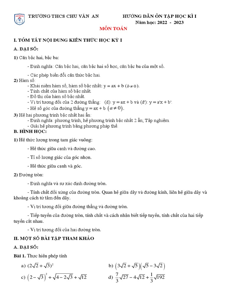 Hdot HK1 Khối 9 | PDF