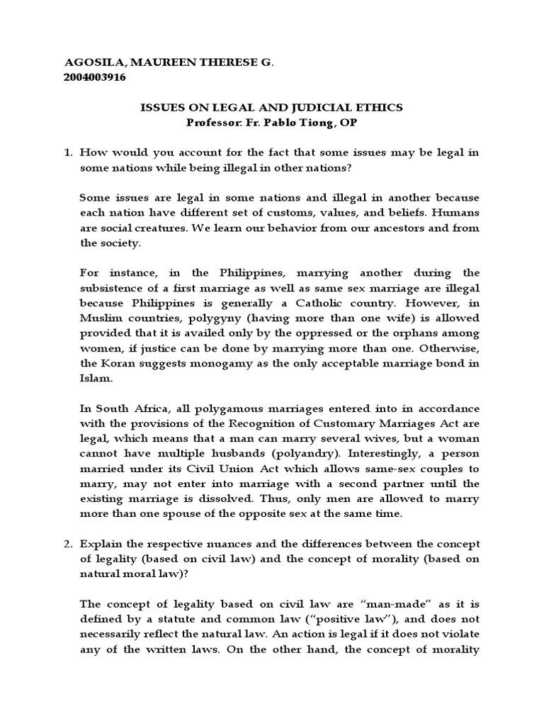 Legal vs. Moral Ethics Explained | PDF | Marriage | Ethical Principles