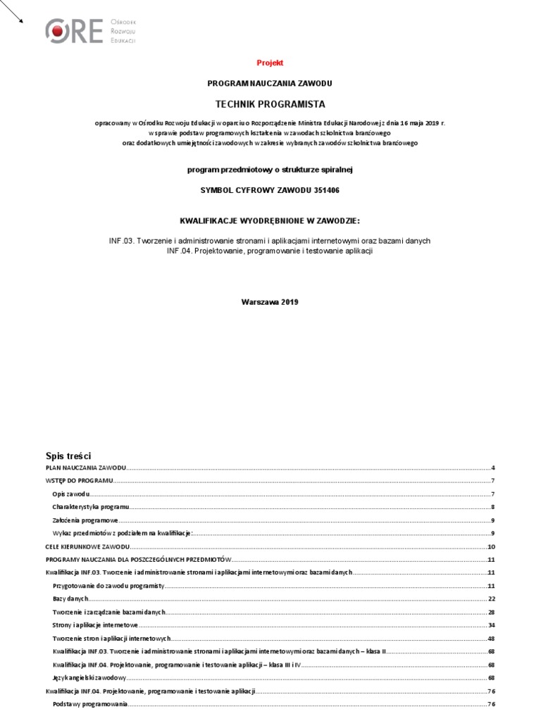 Technik Programista 351406 | PDF