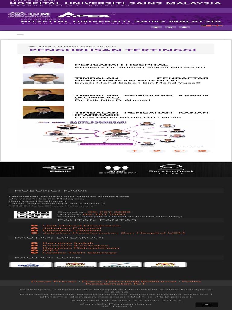 Laman Web Rasmi Hospital Universiti Sains Malaysia - Pengurusan Tertinggi | PDF