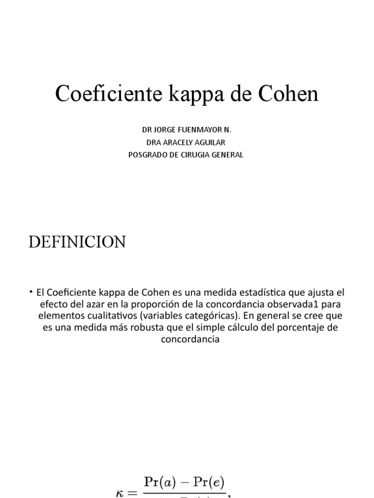 Coeficiente Kappa de Cohen | PDF