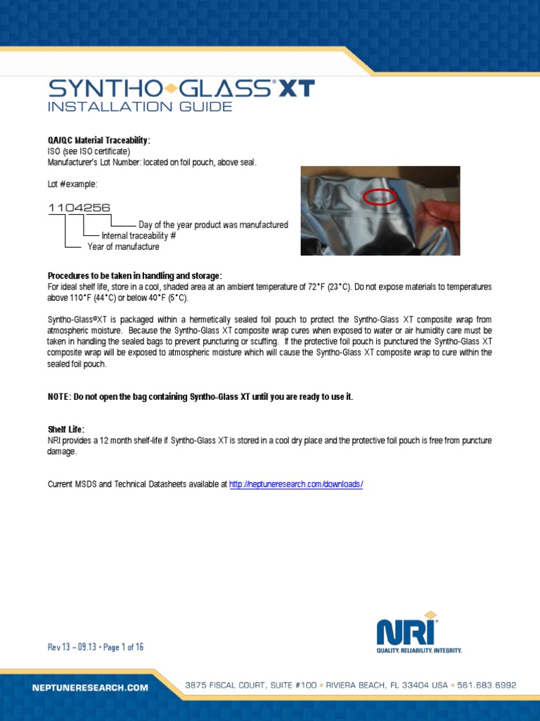 D3.10.3 Syntho-Glass XT Installation Guide - Detailed (TT R13 - 09.13) English - Web | PDF ...