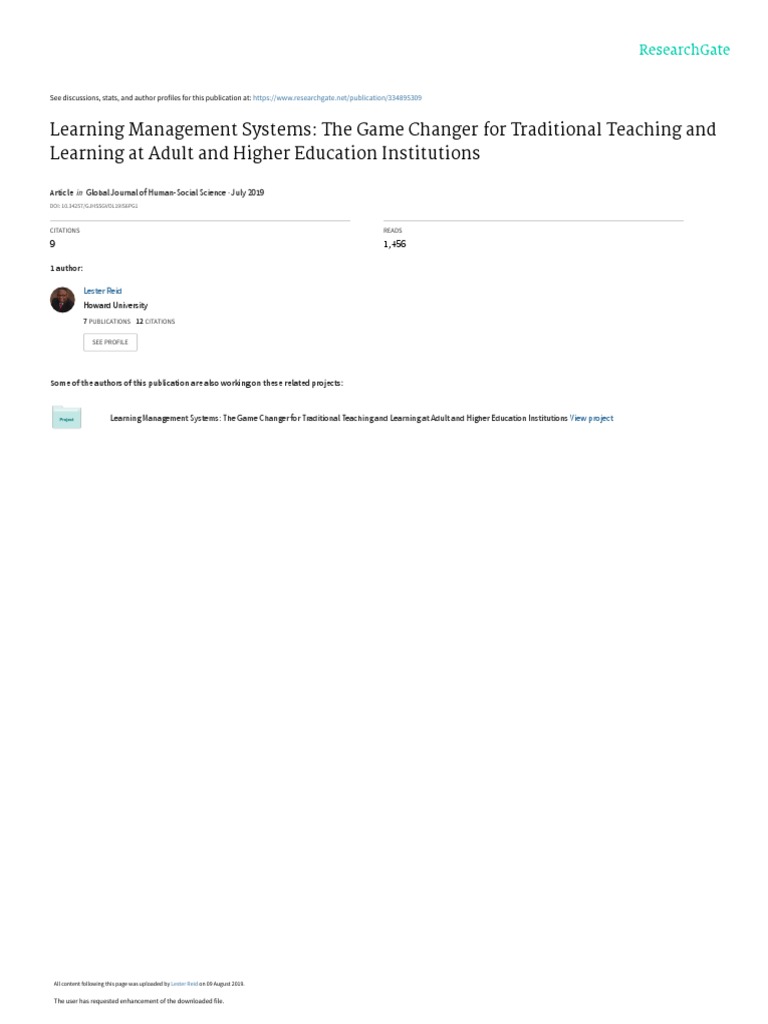 Learning Management Systems: The Game Changer For Traditional Teaching and Learning at Adult and ...