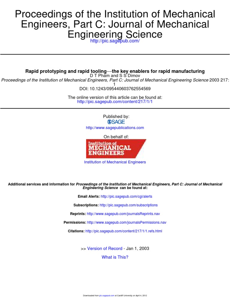 Rapid Prototyping and Rapid Tooling The | PDF | 3 D Printing | Sintering