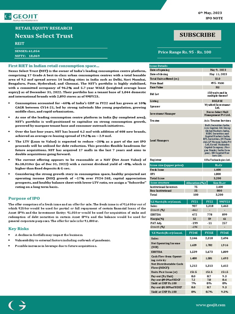 Nexus Select Trust IPO Geo | PDF | Financial Analyst | Investing