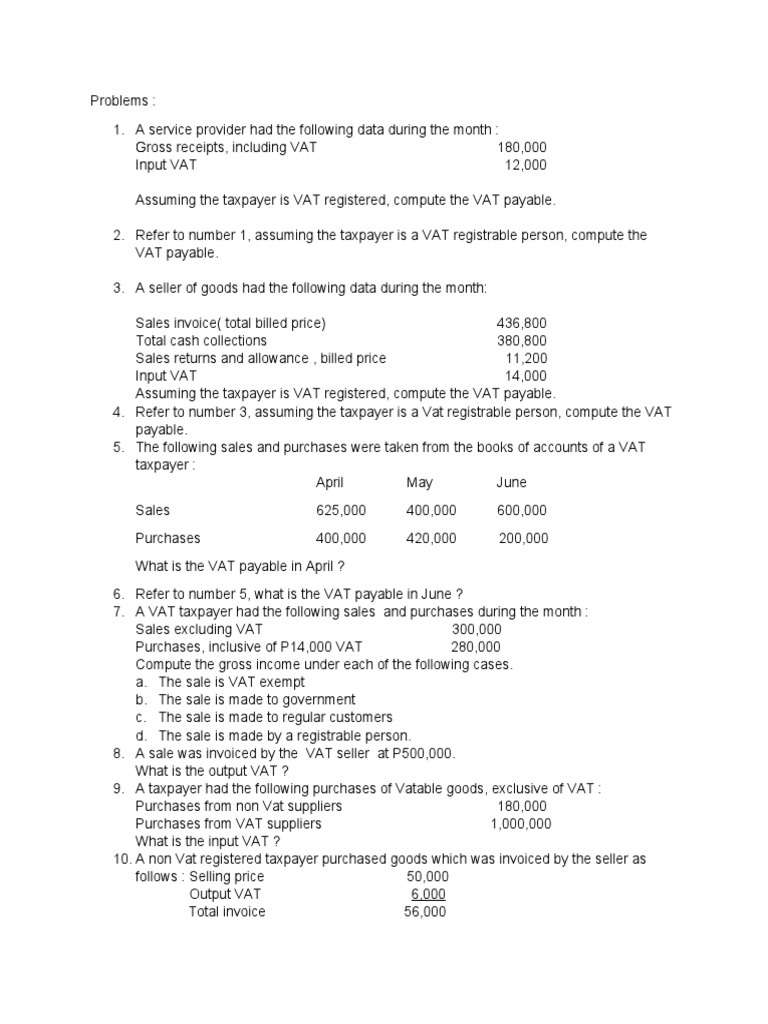 VAT Exercises | PDF | Value Added Tax | Invoice