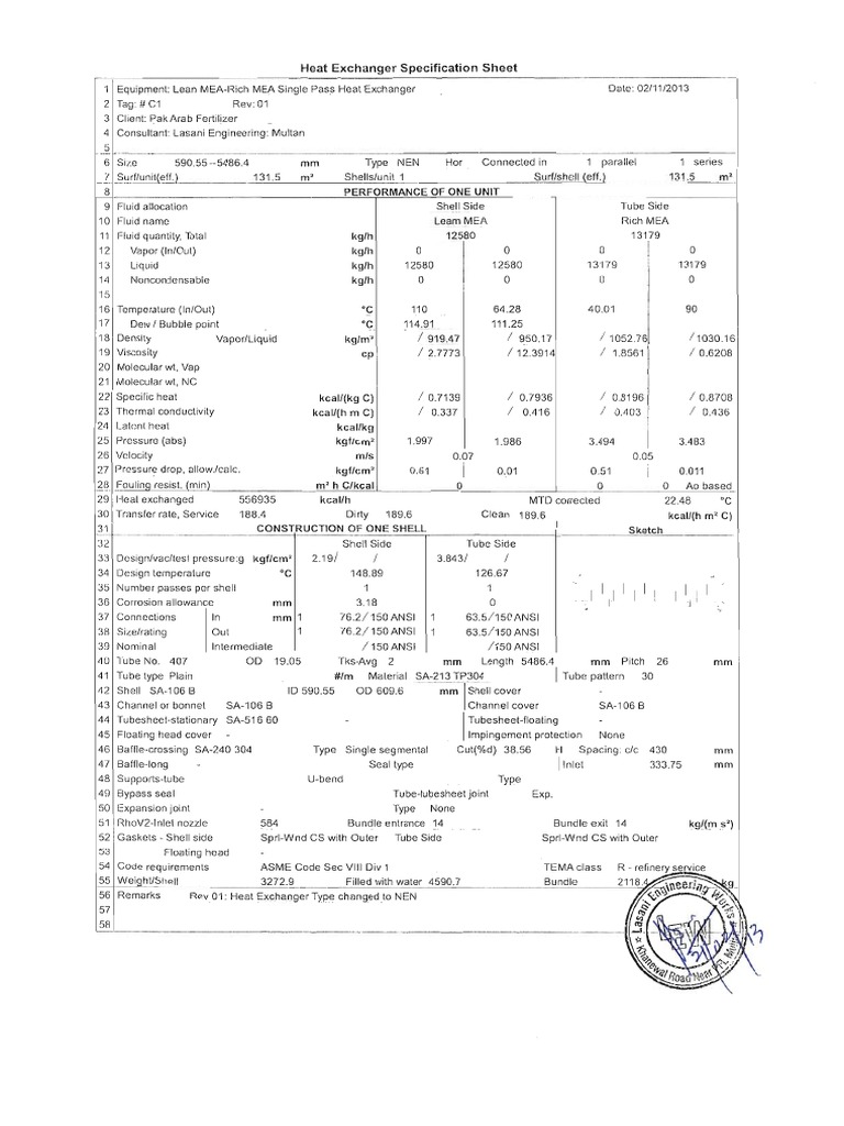 TEAM Sheet of Exchnagers | PDF