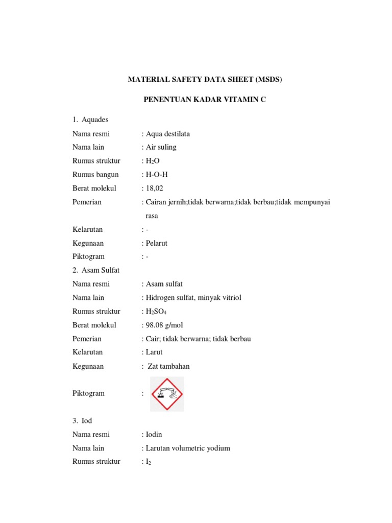 MSDS Vitamin C | PDF