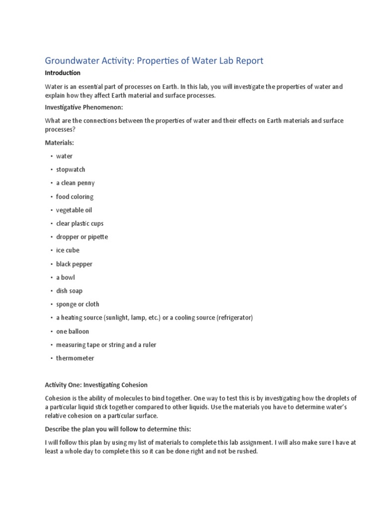Groundwater Lab Report | PDF