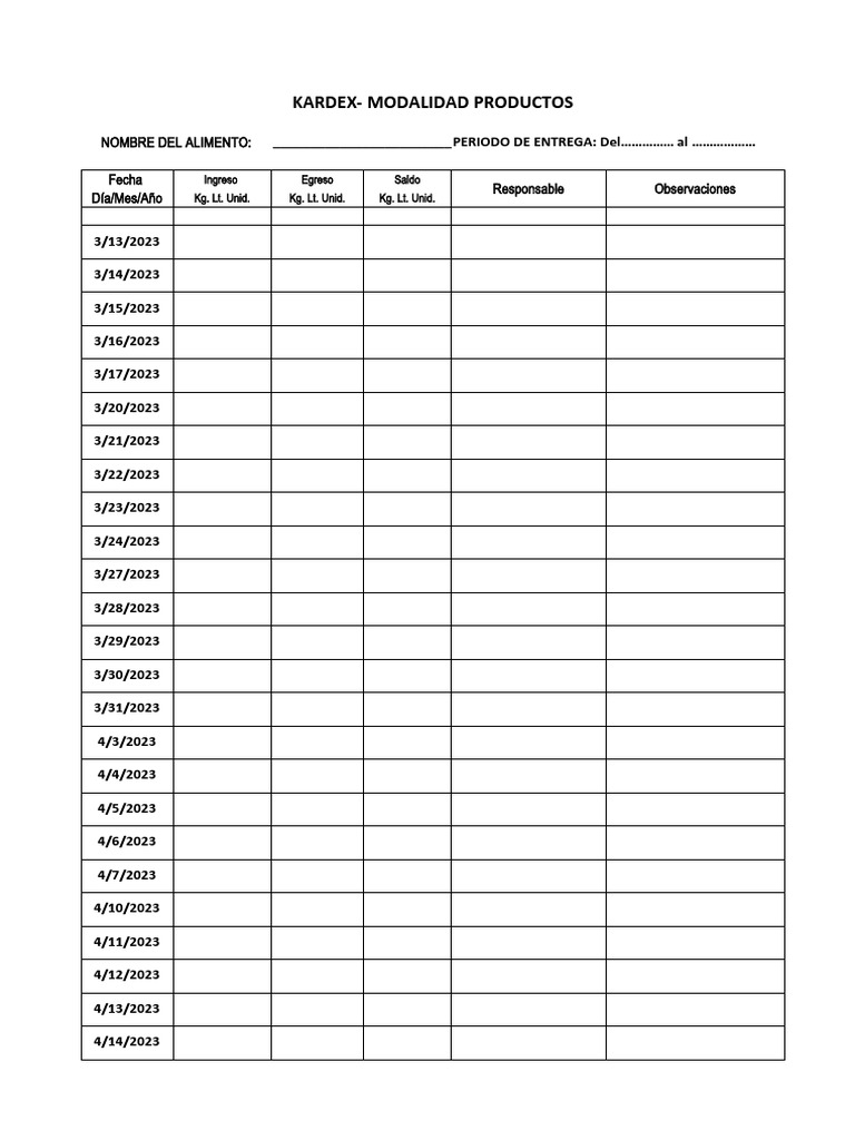 Kardex 2023 - Marzo | PDF