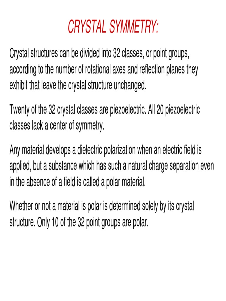 Crystal Symmetry | PDF | Piezoelectricity | Dielectric