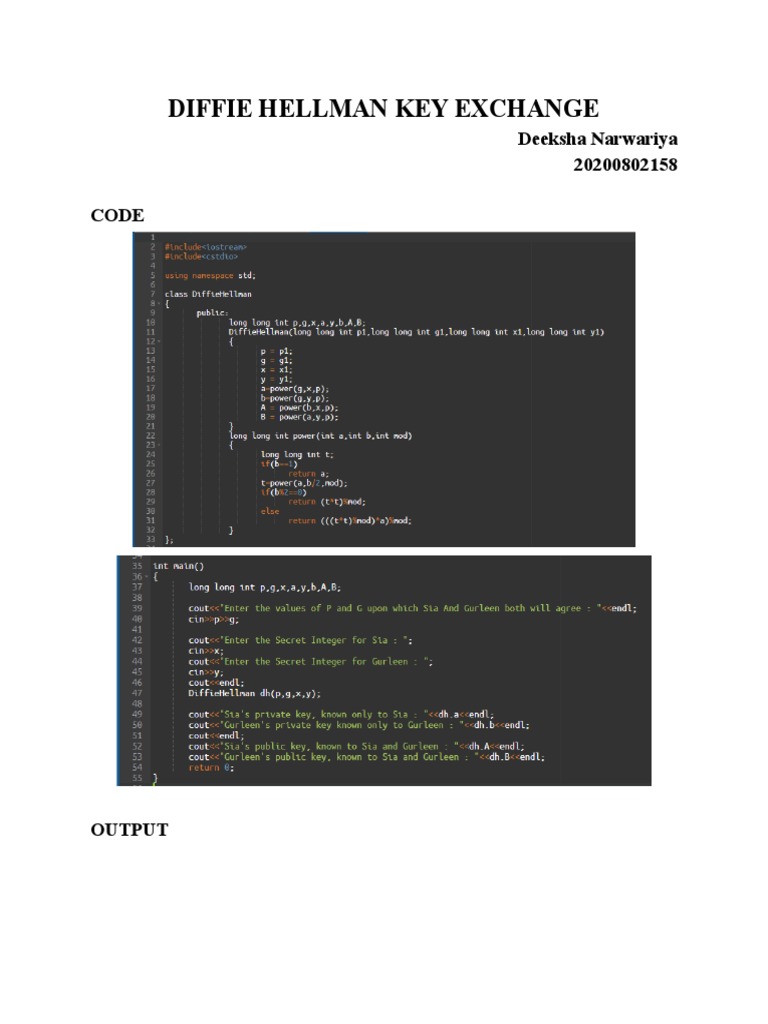 DIFFIE HELLMAN KEY EXCHANGE_Deeksha Narwariya_20200802158 | PDF