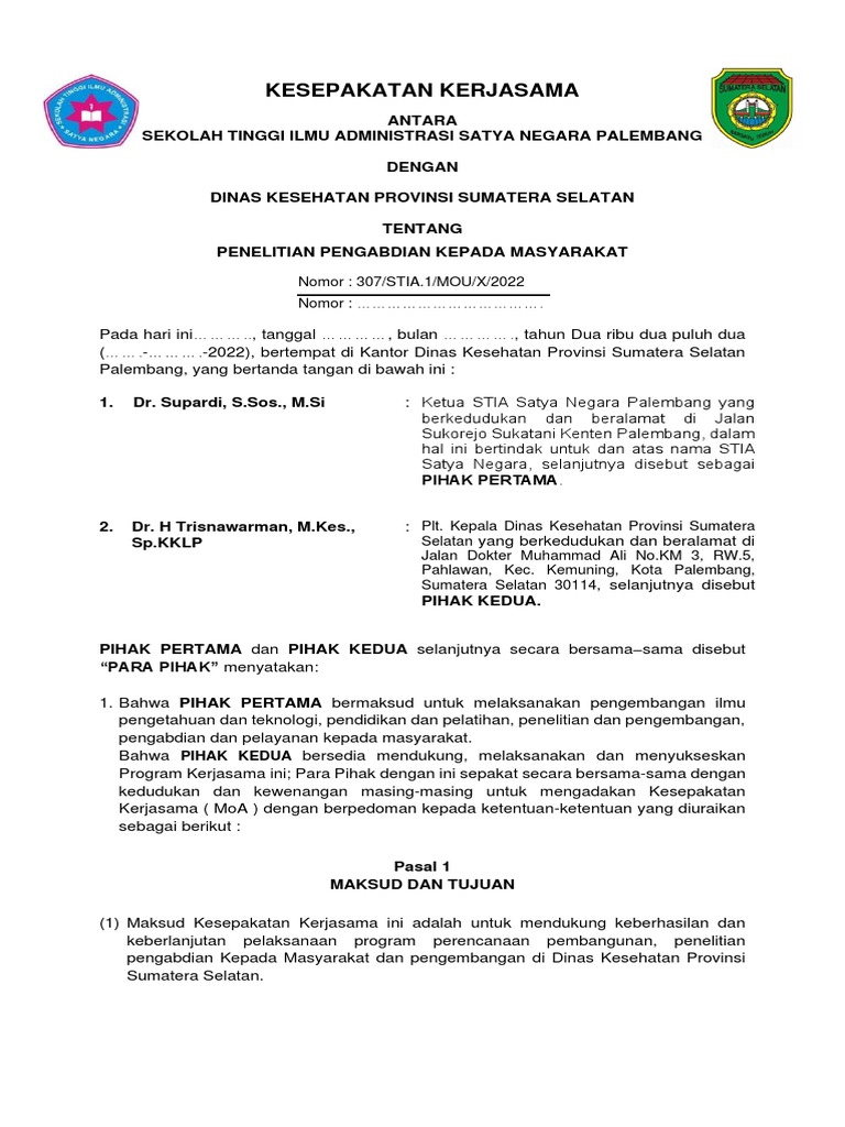 Kerjasama STIA Palembang & Dinkes Sumsel | PDF