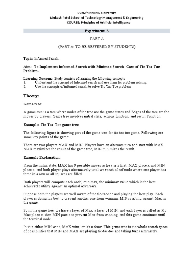 Informed Search & Minimax in Tic-Tac-Toe | PDF | Applied Mathematics | Algorithms And Data ...