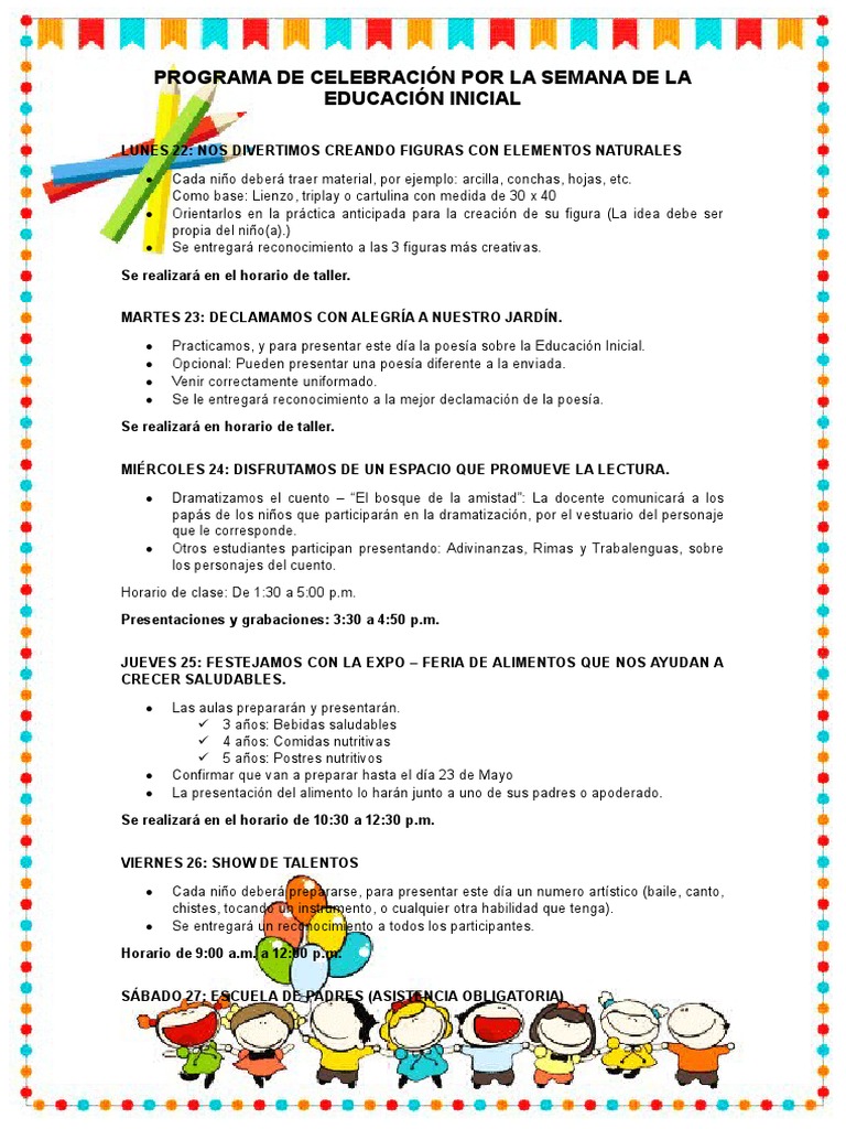Programa de La Semana de La Educación Inicial | PDF