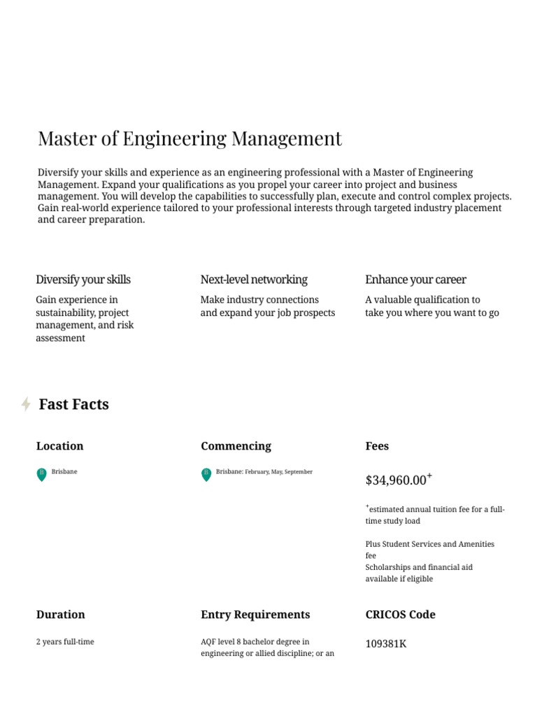 Master of Engineering Management - JCU Australia | PDF | Master's Degree | Academic Degree