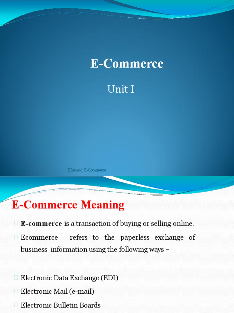Concept of E-Commerce | PDF | E Commerce | Marketing
