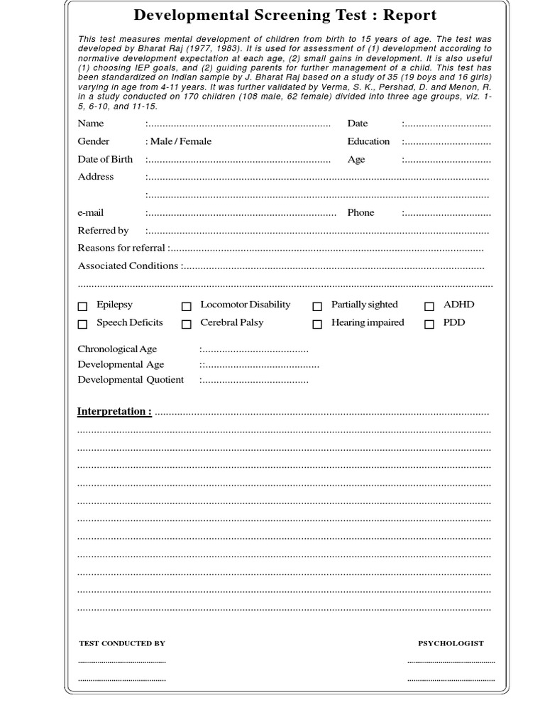 DST Report Format | PDF | Child Development | Individualized Education ...