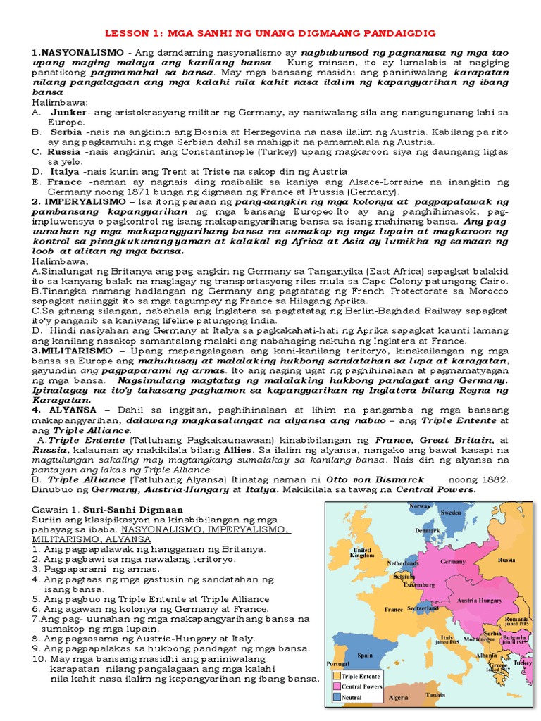 Lesson 1 World War I | PDF