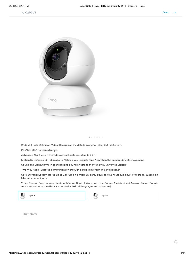 Tapo C210 _ Pan_Tilt Home Security Wi-Fi Camera _ Tapo | PDF | Computing