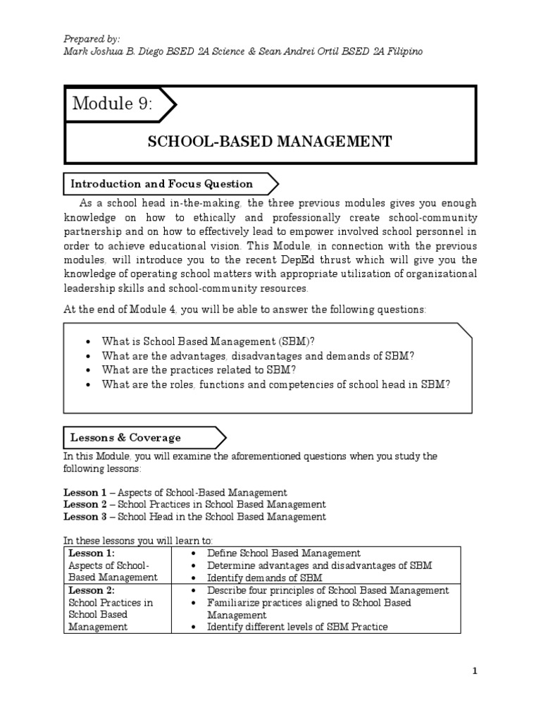 School Based Management | PDF | Learning | Governance