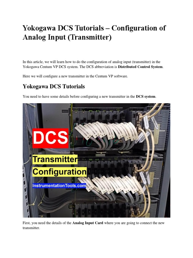 Yokogawa DCS Tutorials - Configuration of Analog Input (Transmitter) | PDF | Software ...