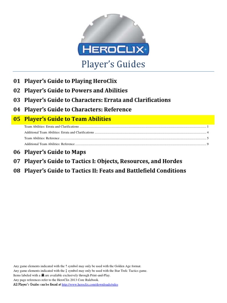 Heroclix Players Guide Section 05 Team Abilities 2014 01 1 | PDF ...