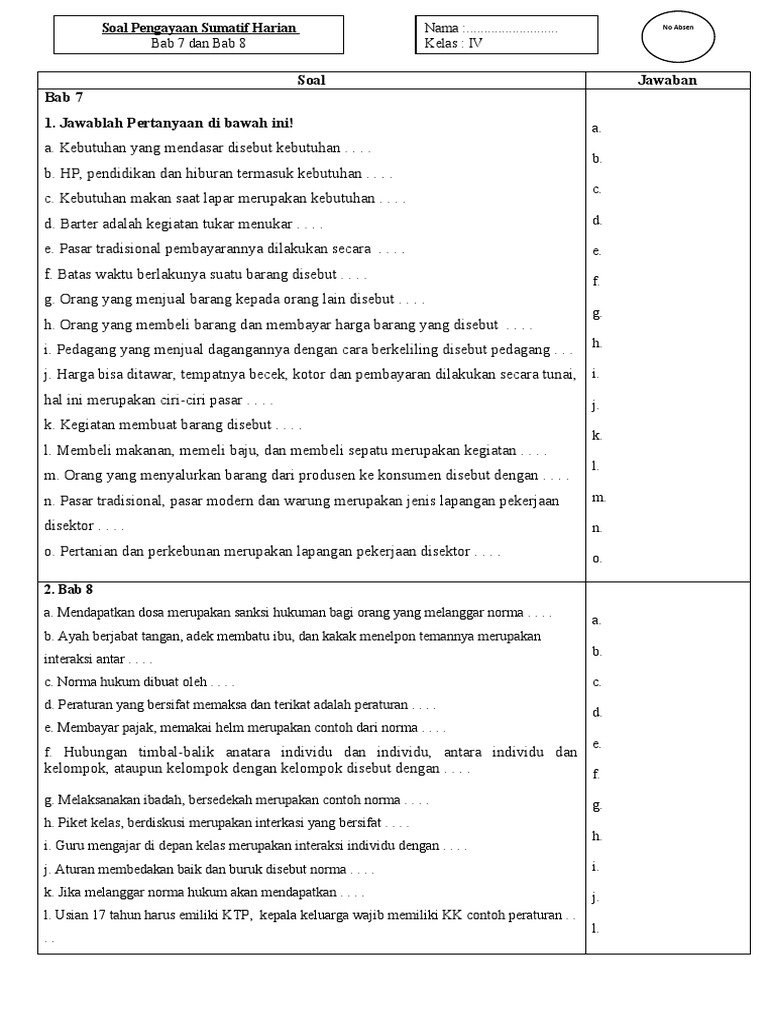 22-23 Soal Pengayaan IPAS Bab 7,8 | PDF