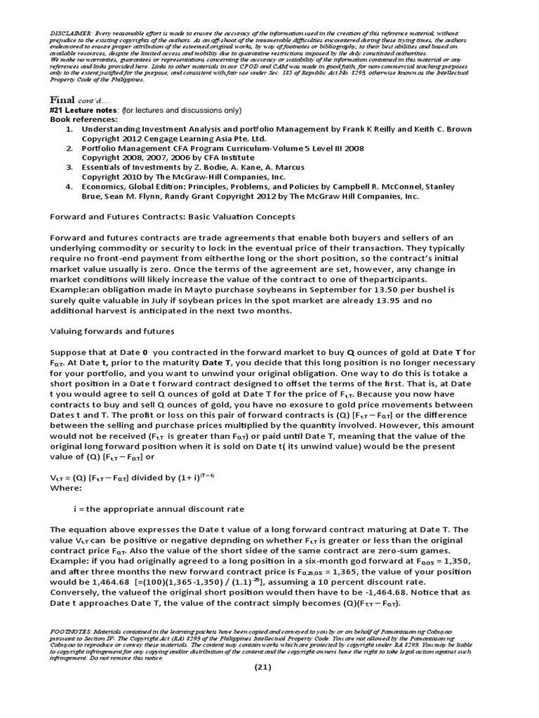 FINAL-Risk Management - LEC09 | PDF | Futures Contract | Short (Finance)
