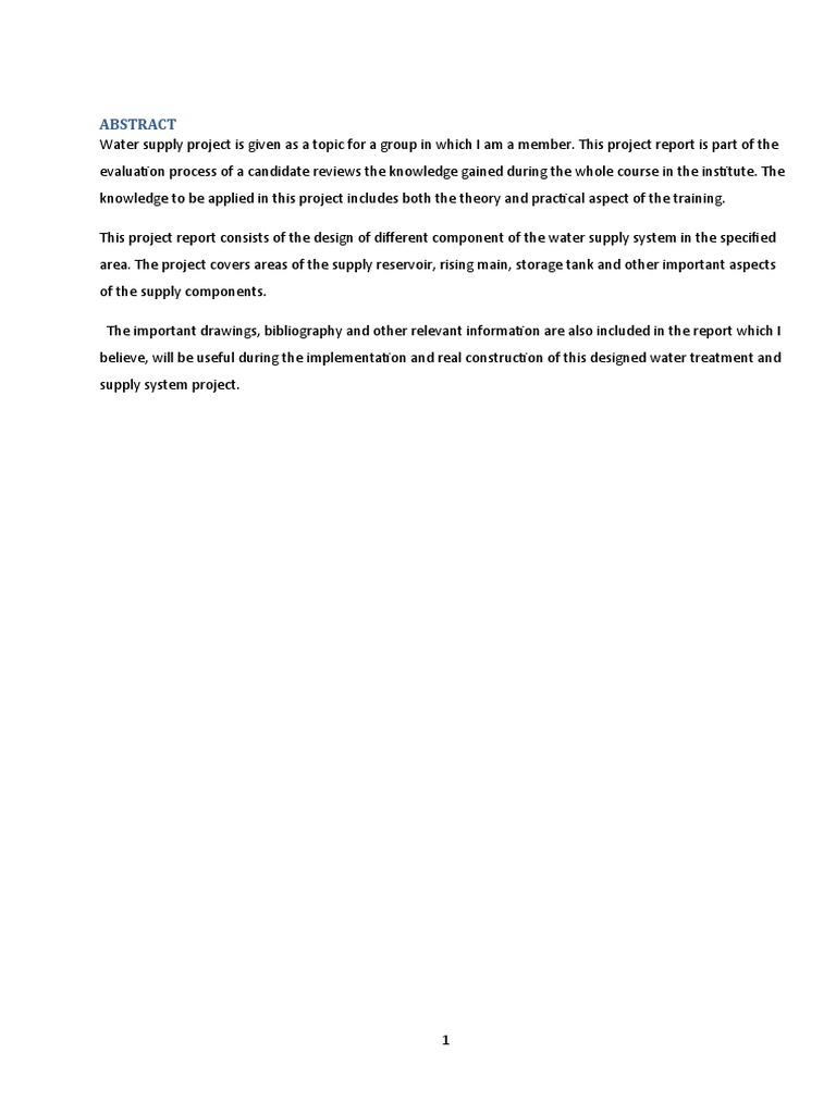 Water Supply System Design Report | PDF | Art | Technology & Engineering