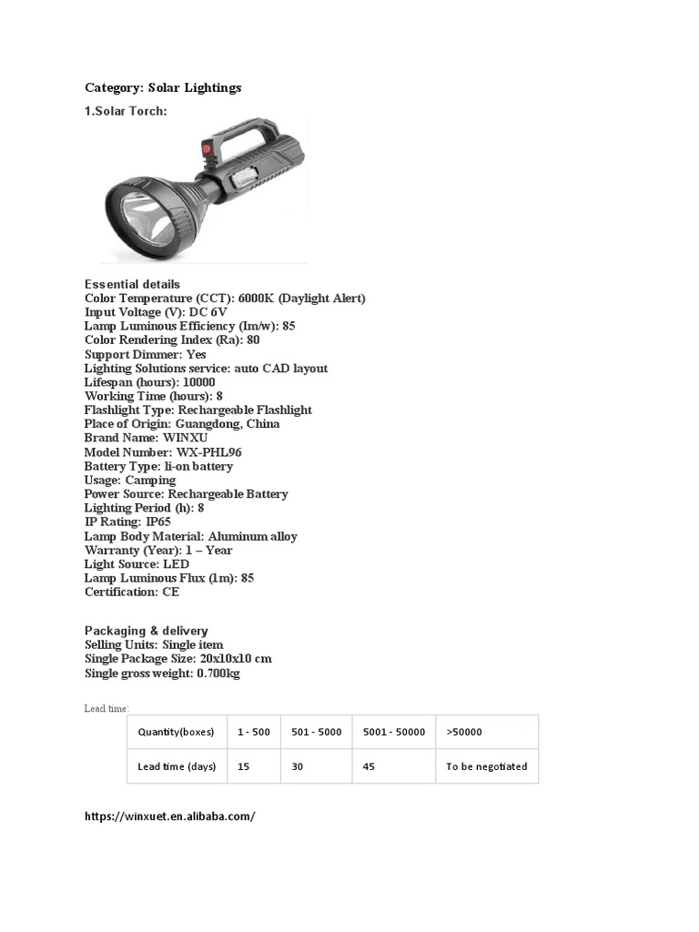 Solar Lightings | PDF | Flashlight | Lighting