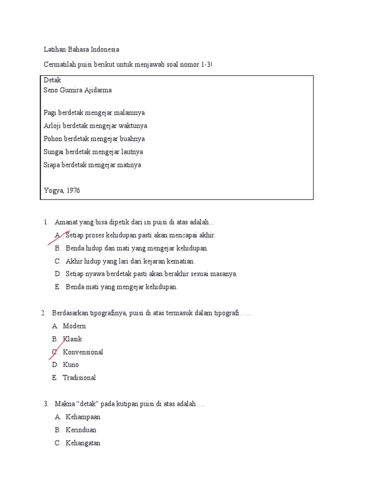 Latihan Bahasa Indonesia 2 | PDF